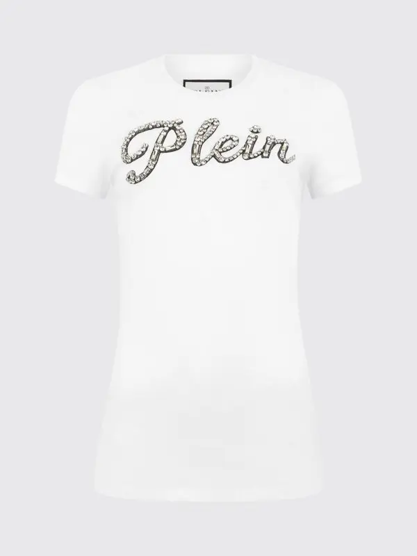 Philipp Plein Slim Fit T-shirt In Cotton With An Embroidered Rhinestone Logo