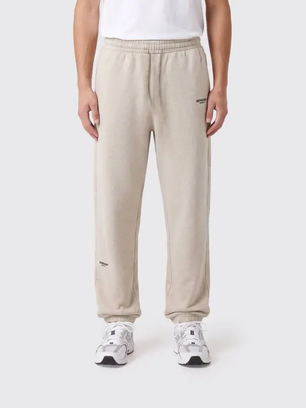 REPRESENT Contrast Embroidered Logo Cotton Jogging Trousers - Beige