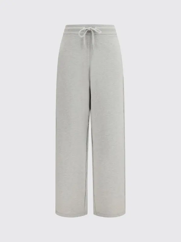 AMI Paris Wide Leg Cotton Jogging Trousers With Rear Embroidered Monogram - Grey