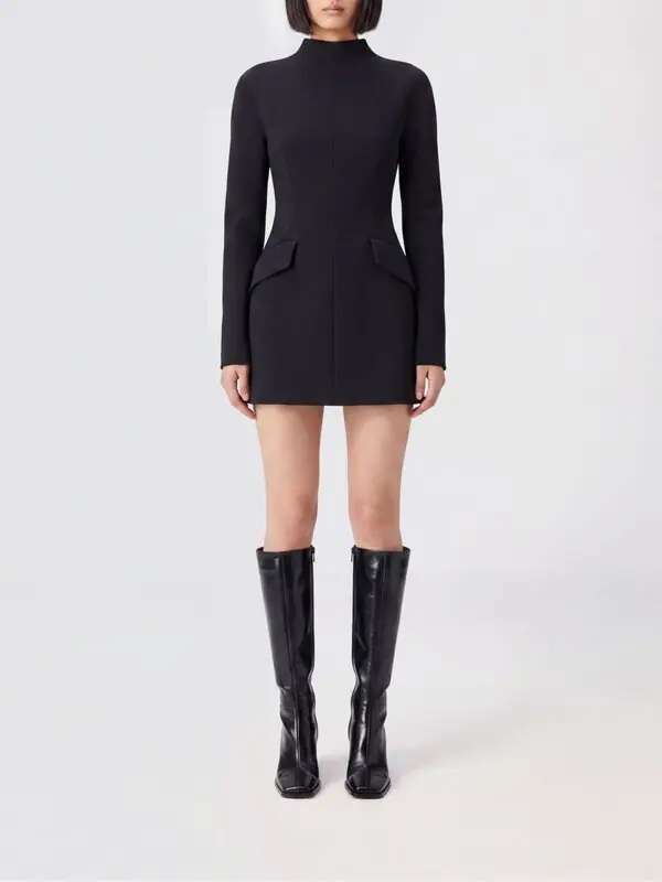 Sportmax High-neck Slim-fit Cotton-blend Mini Sheath Dress - Black