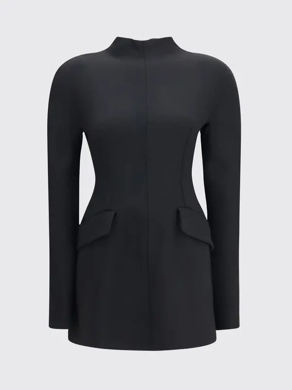 Sportmax High-neck Slim-fit Cotton-blend Mini Sheath Dress - Black