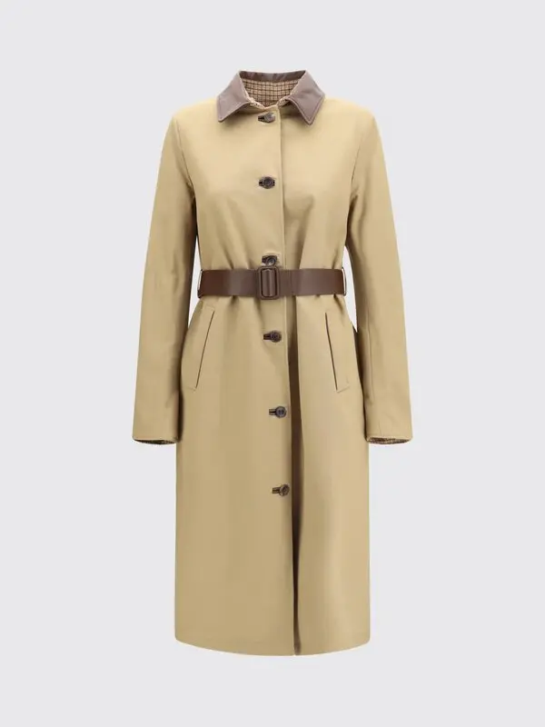 Jacob Cohen Long Single-breasted Cotton Coat With Leather Collar And Belt