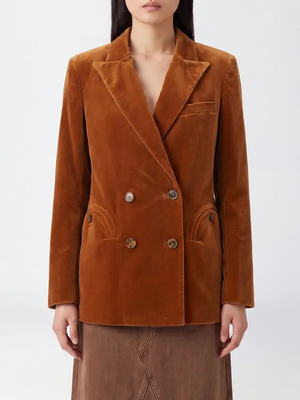 BLAZÉ MILANO Double-breasted Cotton Velvet Blazer With Peak Lapels - Brown