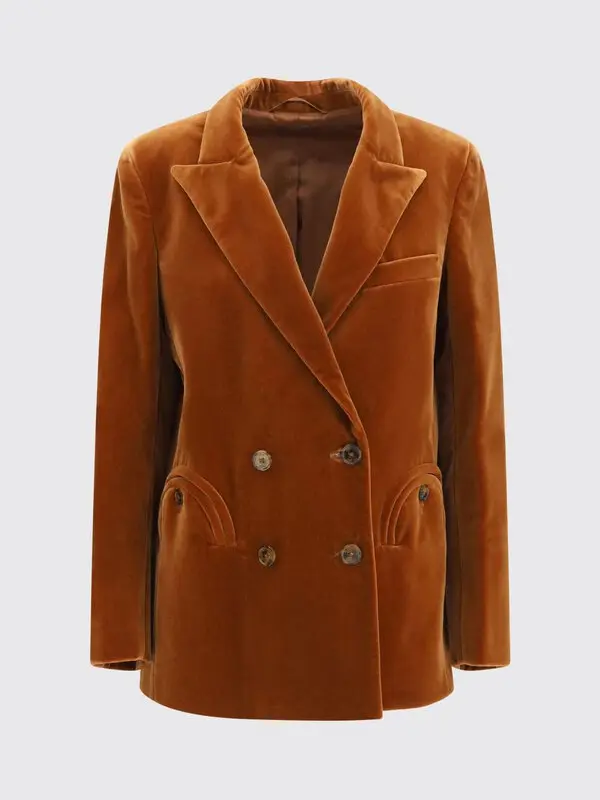 BLAZÉ MILANO Double-breasted Cotton Velvet Blazer With Peak Lapels - Brown