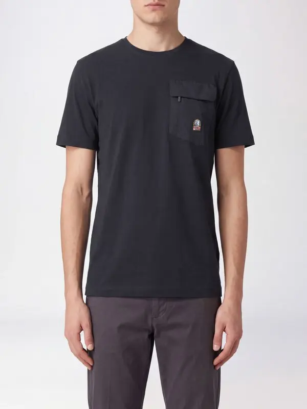 PARAJUMPERS Crewneck Cotton T-shirt With Zipped Patch Pocket - Black