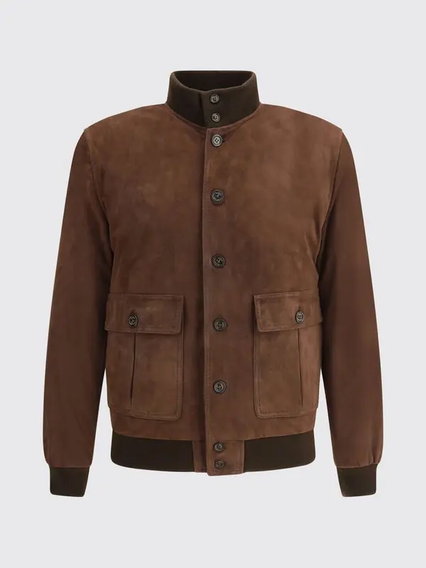 VALSTAR Suede Bomber Jacket With Funnel Neck And Patch Pockets