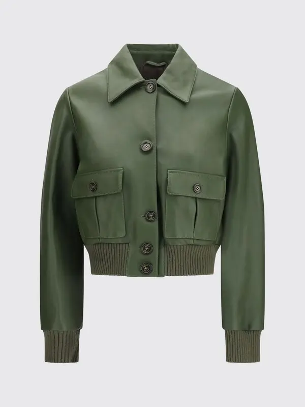 VALSTAR Shirt-style Leather Bomber Jacket With Classic Collar