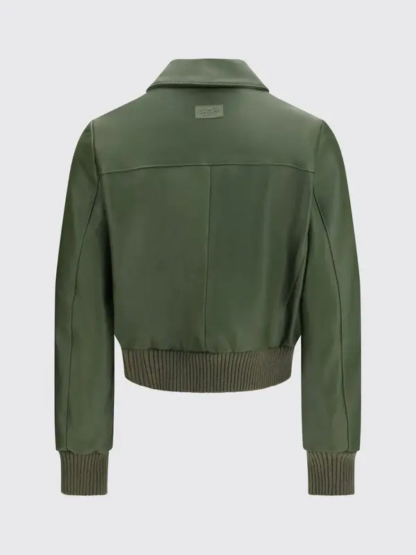 VALSTAR Shirt-style Leather Bomber Jacket With Classic Collar