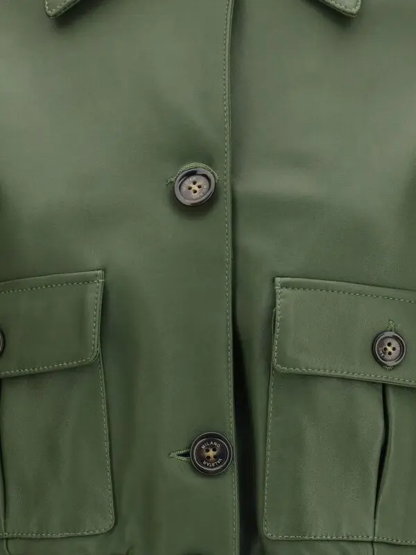 VALSTAR Shirt-style Leather Bomber Jacket With Classic Collar