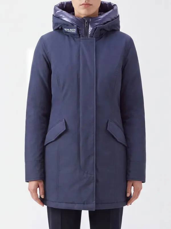 Woolrich Arctic Cotton And Nylon Parka With Padded Hood - Navy