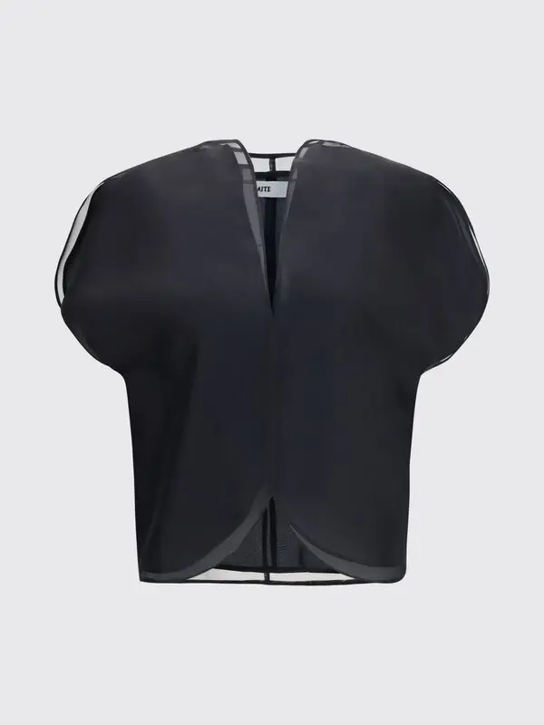 Khaite Pure Silk Blouse With Short Puff Sleeves And V-neck