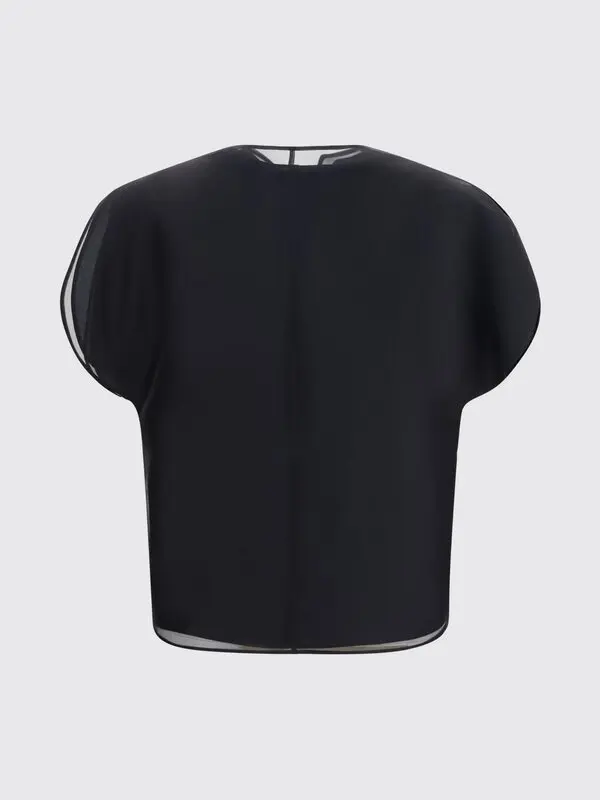 Khaite Pure Silk Blouse With Short Puff Sleeves And V-neck