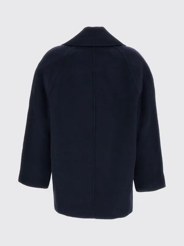 Loulou De Saison Short Double-breasted Wool And Cashmere Coat With Dropped Shoulders - Blue