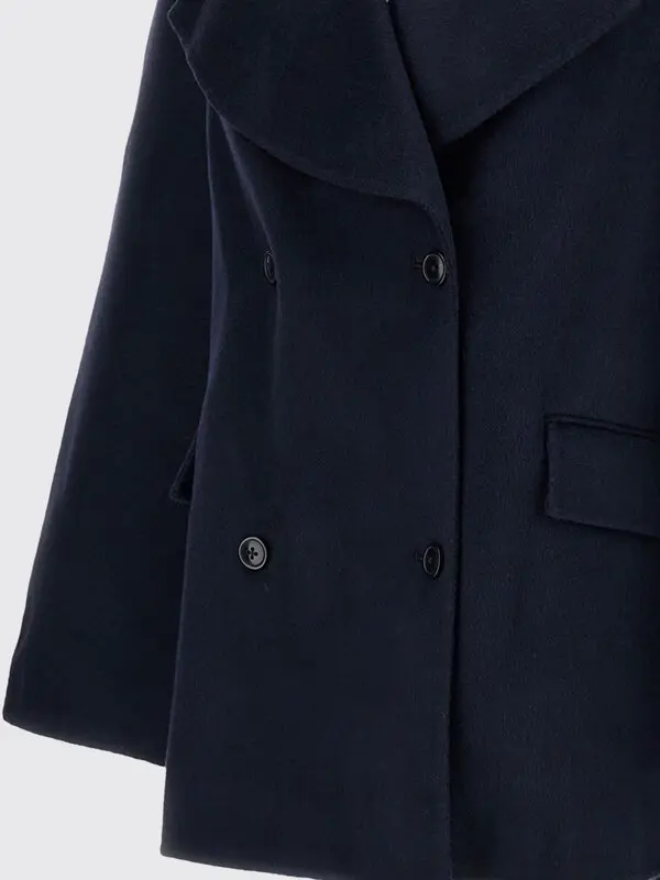 Loulou De Saison Short Double-breasted Wool And Cashmere Coat With Dropped Shoulders - Blue