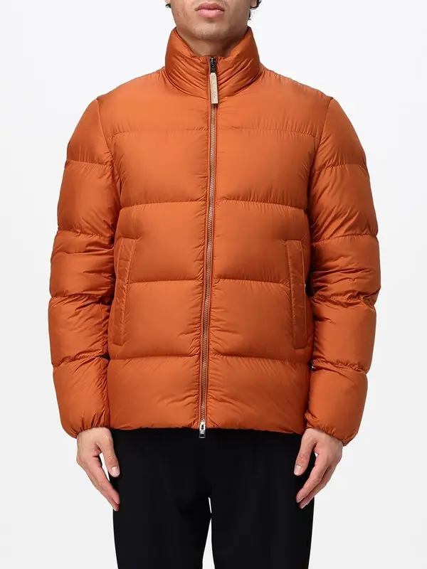 Woolrich Quilted Nylon Down Jacket With High Neck And Zip Closure - Orange