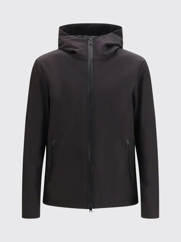 Woolrich Shell Softshell Hooded Jacket With High Neck - Black