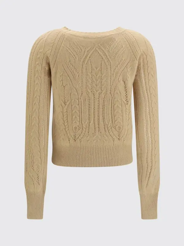 Ermanno Scervino Crewneck Jumper In Pure Cashmere With Ribbed Trims - Beige