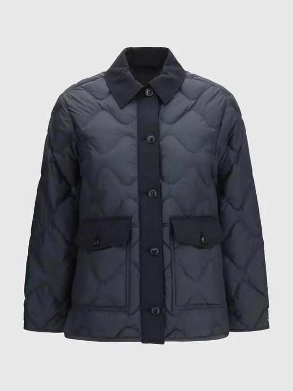 Woolrich Polyester Down Jacket With Classic Collar And Patch Pockets - Grey