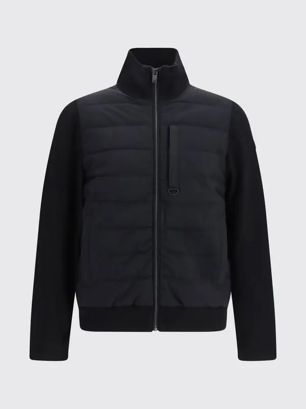 Moose Knuckles Puffer Jacket With Knit Panels And A Turtleneck Collar