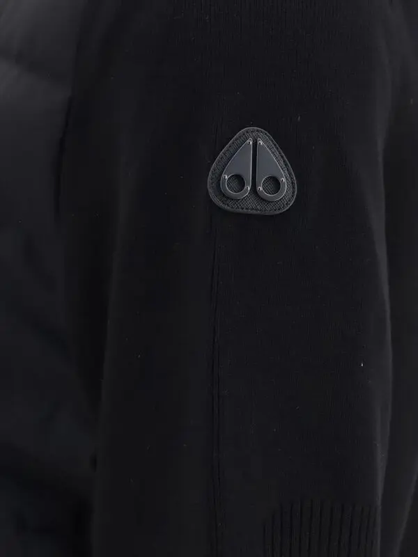 Moose Knuckles Puffer Jacket With Knit Panels And A Turtleneck Collar
