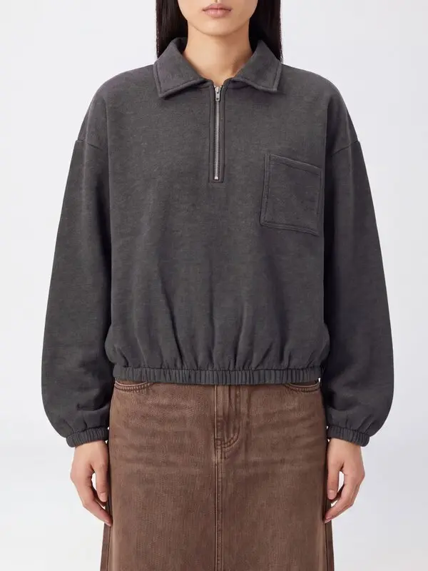DARKPARK Relaxed Fit Cotton Polo Sweatshirt With Zip And Dropped Shoulders
