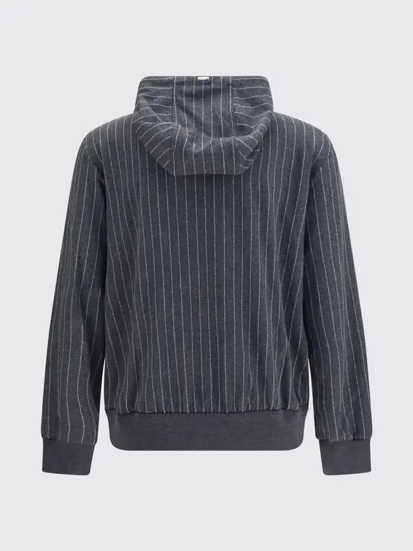 Herno Pinstriped Cotton-blend Zip-up Hoodie