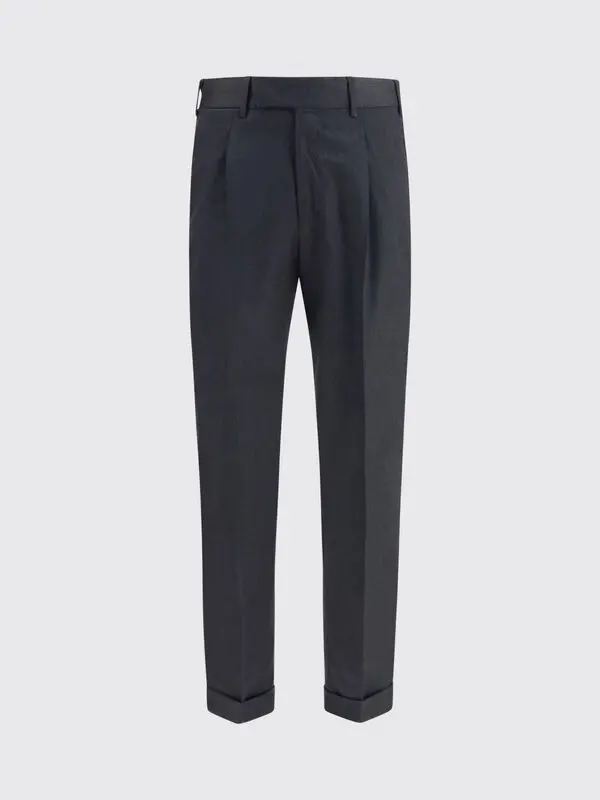 PT TORINO Slim Fit Wool Tailored Trousers With Off-centre Closure - Grey