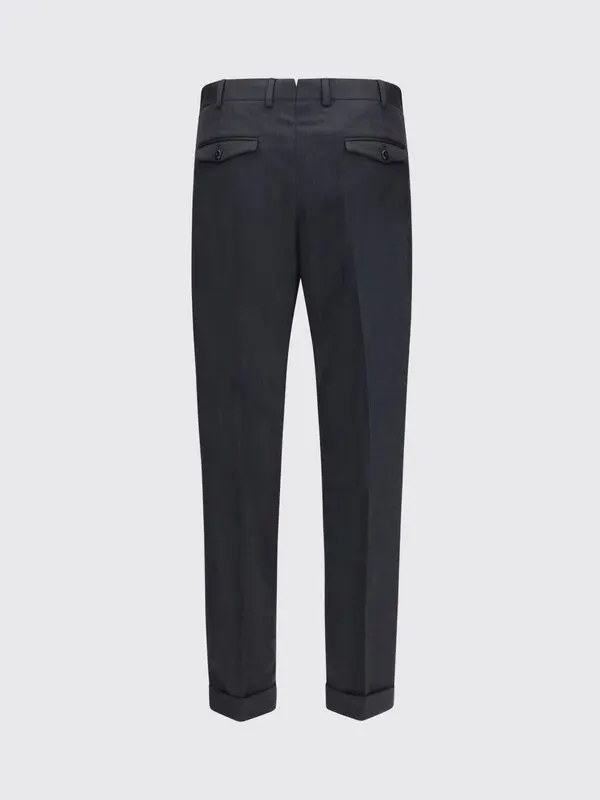 PT TORINO Slim Fit Wool Tailored Trousers With Off-centre Closure - Grey