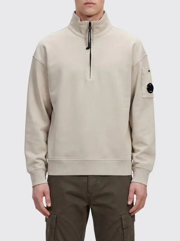 C.P. COMPANY Cotton High Neck Half-zip Sweatshirt - Silver