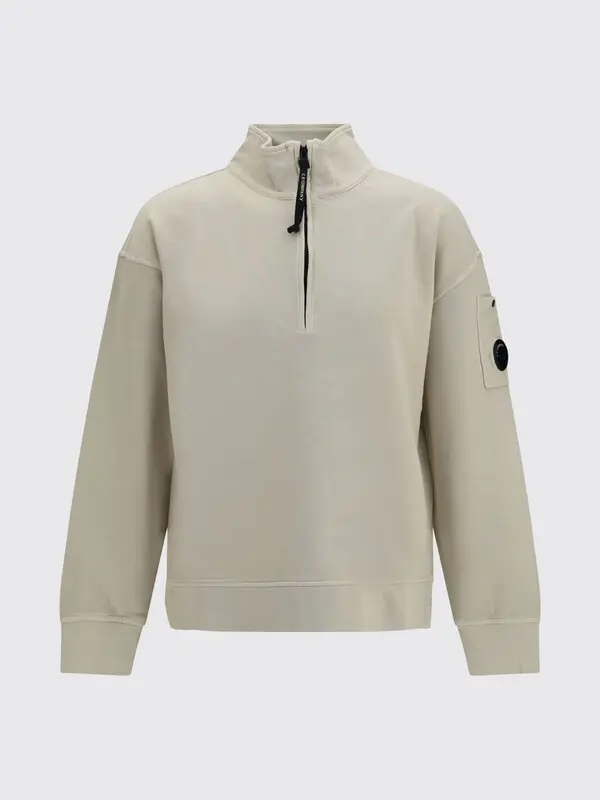 C.P. COMPANY Cotton High Neck Half-zip Sweatshirt - Silver