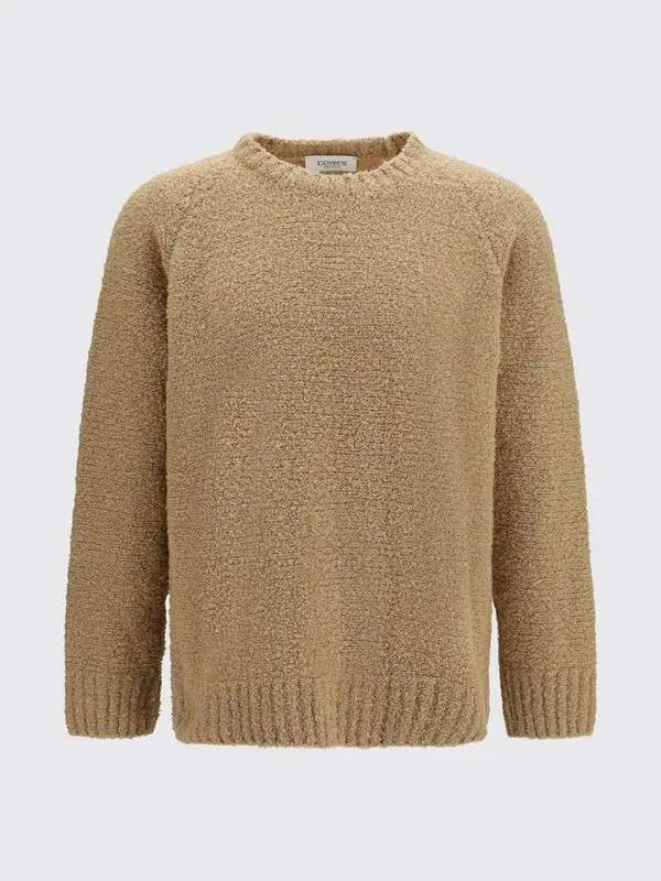 LANEUS Recycled Wool Blend Crewneck Jumper With Ribbed Trims - Camel