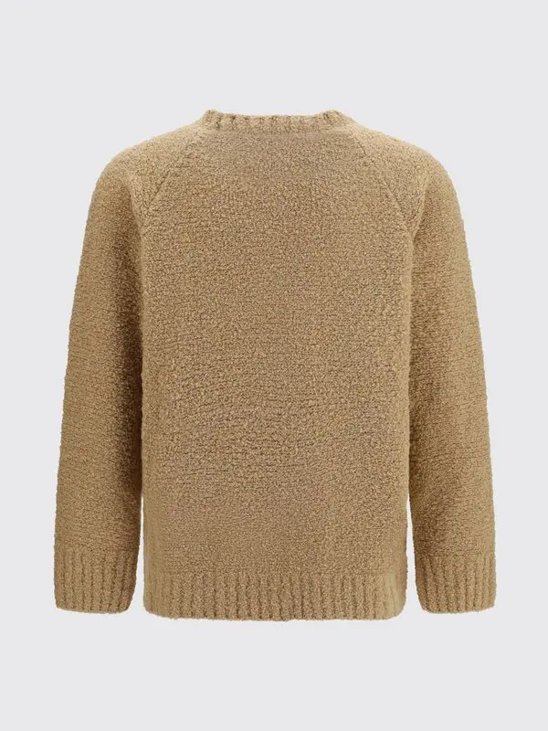LANEUS Recycled Wool Blend Crewneck Jumper With Ribbed Trims - Camel