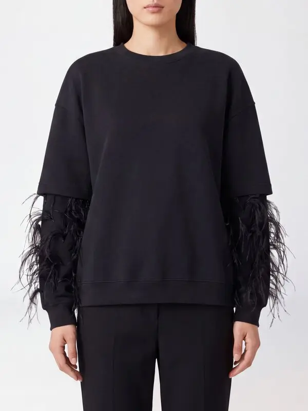 DARKPARK Troy Long-sleeved Cotton T-shirt With Feather Application - Black