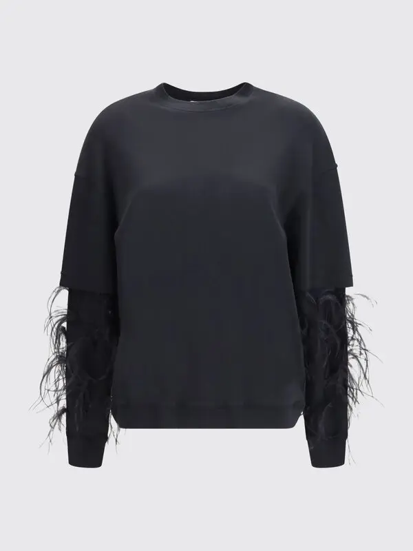 DARKPARK Troy Long-sleeved Cotton T-shirt With Feather Application - Black