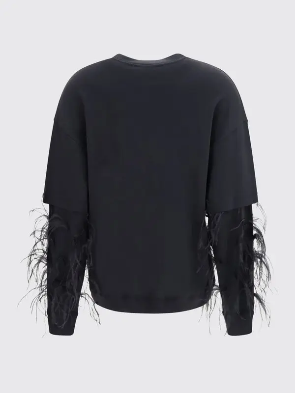 DARKPARK Troy Long-sleeved Cotton T-shirt With Feather Application - Black