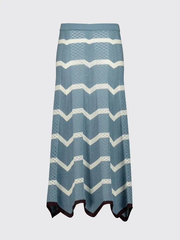 La DoubleJ Chevron Pattern Cotton-knit Pencil Midi Skirt - Blue