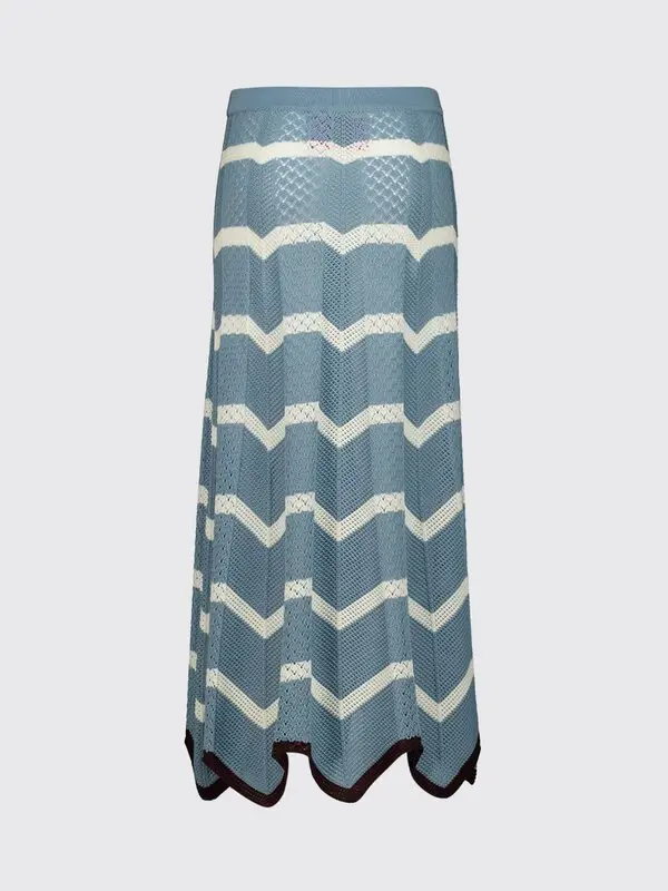 La DoubleJ Chevron Pattern Cotton-knit Pencil Midi Skirt - Blue