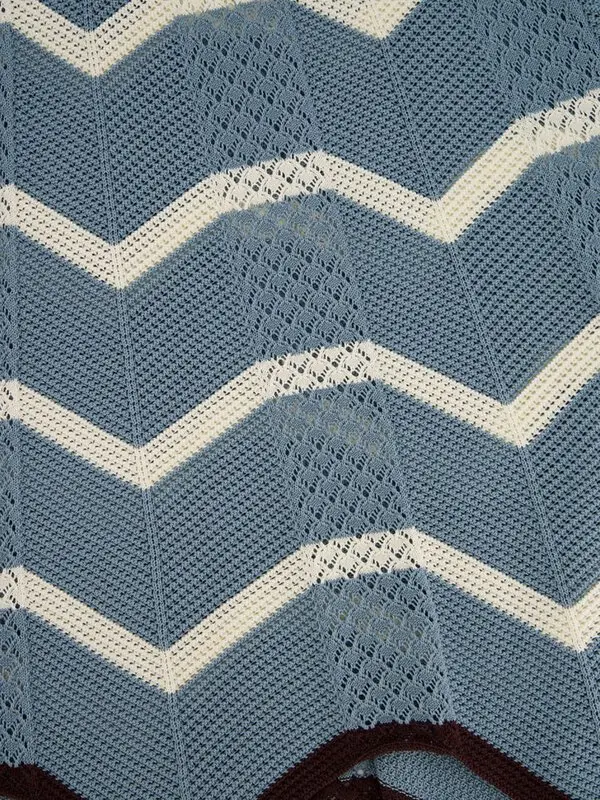 La DoubleJ Chevron Pattern Cotton-knit Pencil Midi Skirt - Blue