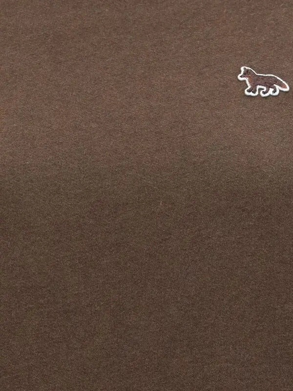 Maison Kitsuné Crewneck Cotton Sweatshirt With Applied Logo Patch - Brown