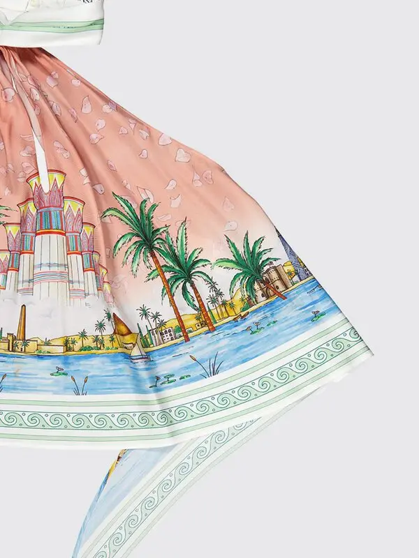 Casablanca Printed Pure Silk Halter Top With Open Back