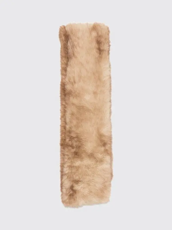 Apparis Long Scarf In Soft Faux Fur With A Straight Hem - Beige