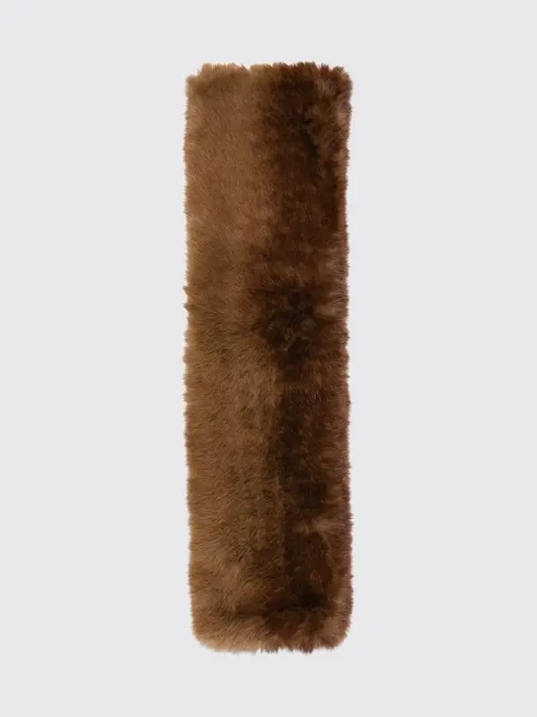 Apparis Long Scarf In Soft Faux Fur With A Straight Hem - Brown