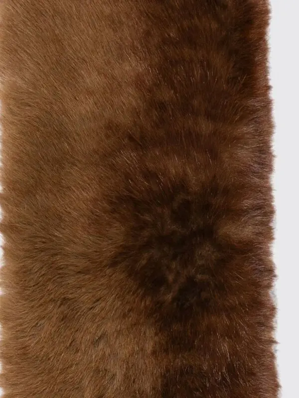 Apparis Long Scarf In Soft Faux Fur With A Straight Hem - Brown
