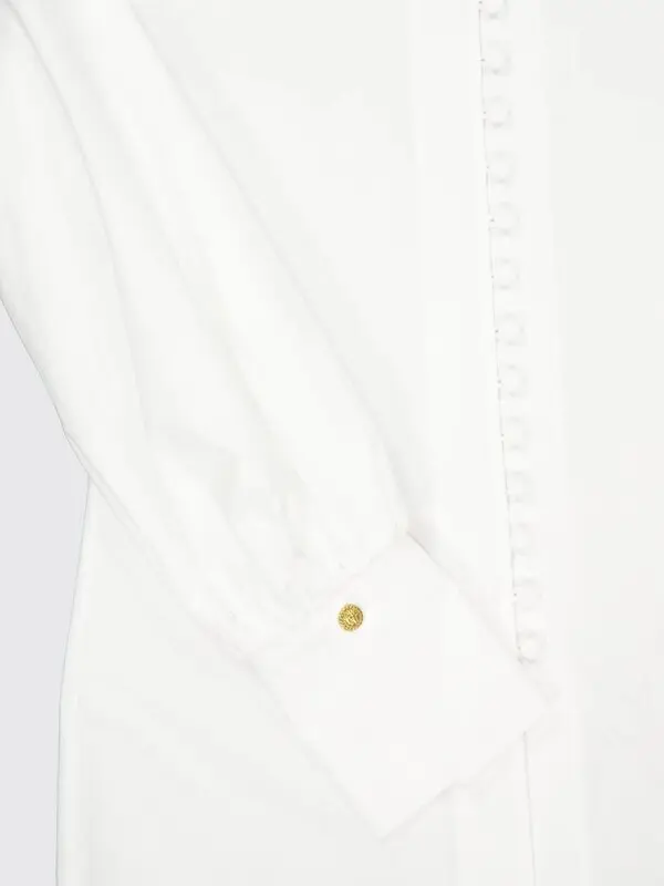Balmain Cotton Poplin Shirt With Balloon Sleeves And A Mandarin Collar