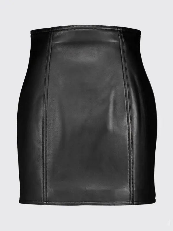 Balmain High-waisted Slim Fit Lambskin Leather Pencil Mini Skirt