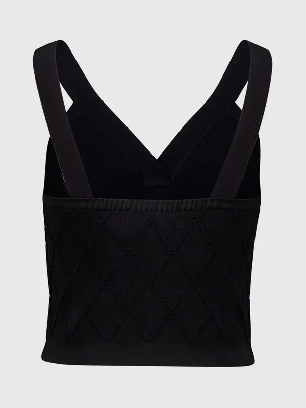 Balmain Cropped Knit Top With V-neck And Decorative Buttons