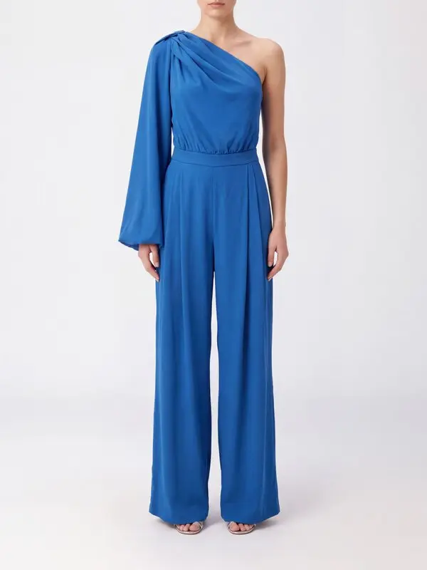 Stella McCartney Elegant One-shoulder Design Satin Jumpsuit