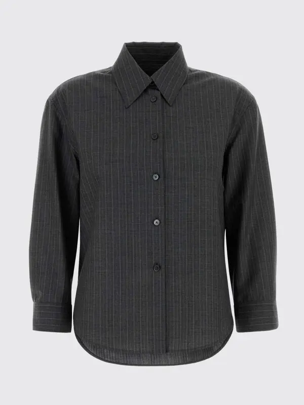 JIL SANDER Striped Cotton Regular Fit Shirt With French Collar - Grey