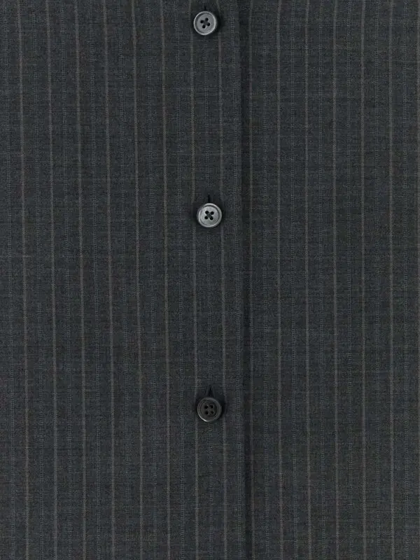 JIL SANDER Striped Cotton Regular Fit Shirt With French Collar - Grey