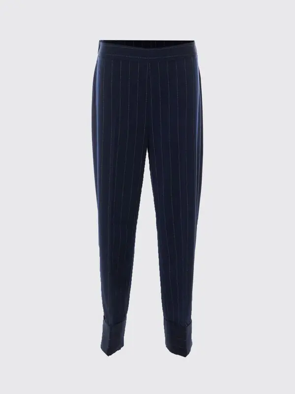 Liu Jo Pinstriped Straight-leg Crêpe Trousers With Mid-rise - Blue